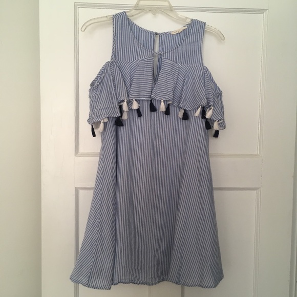 Copper Key | Dresses | Copper Key Cold Shoulder Striped Tassel Dress Sm ...
